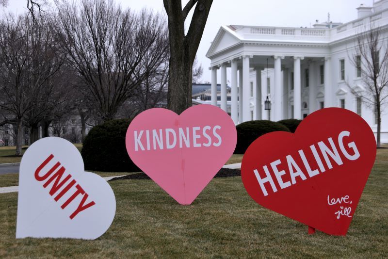 Bidens unveil Valentine’s Day display at the White House