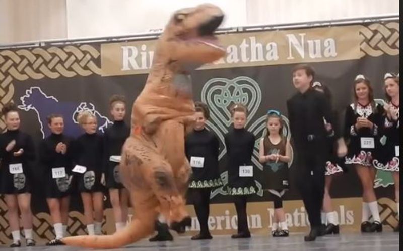 WATCH: T-Rex Irish dances for charity | IrishCentral.com