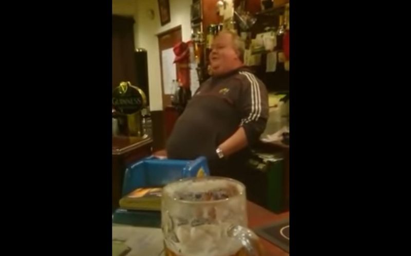 Irish barman John Horgan sings "Bright Blue Rose"