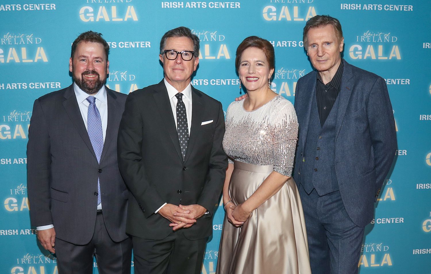 Stephen Colbert, Liam Neeson party at Irish Arts Center Gala