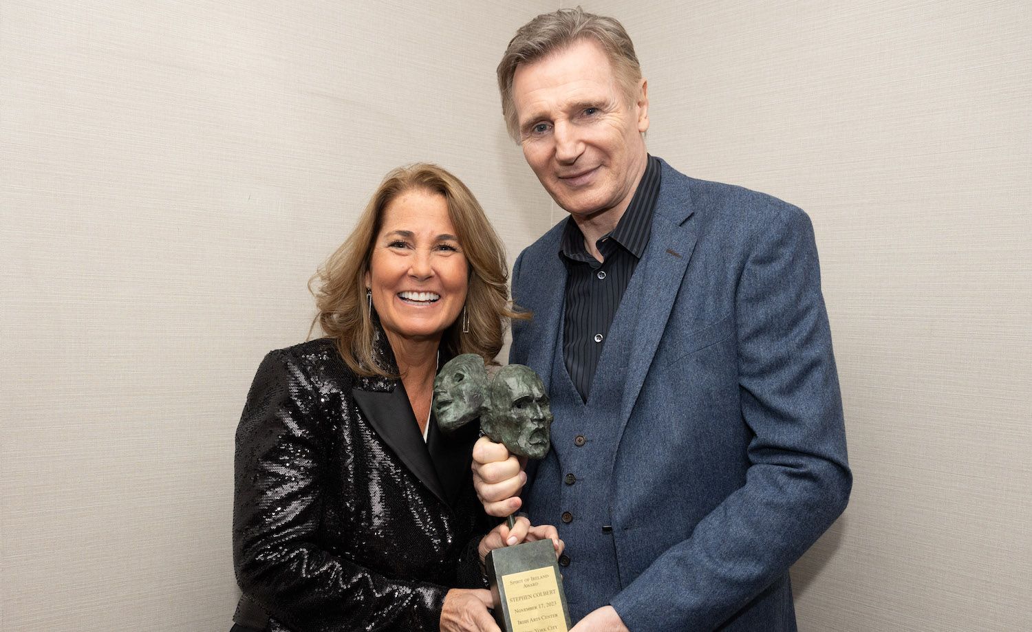 Stephen Colbert, Liam Neeson party at Irish Arts Center Gala